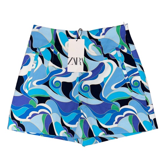 Zara | Shorts | Zara Blue Printed Pucci Style High Waisted Shorts ...